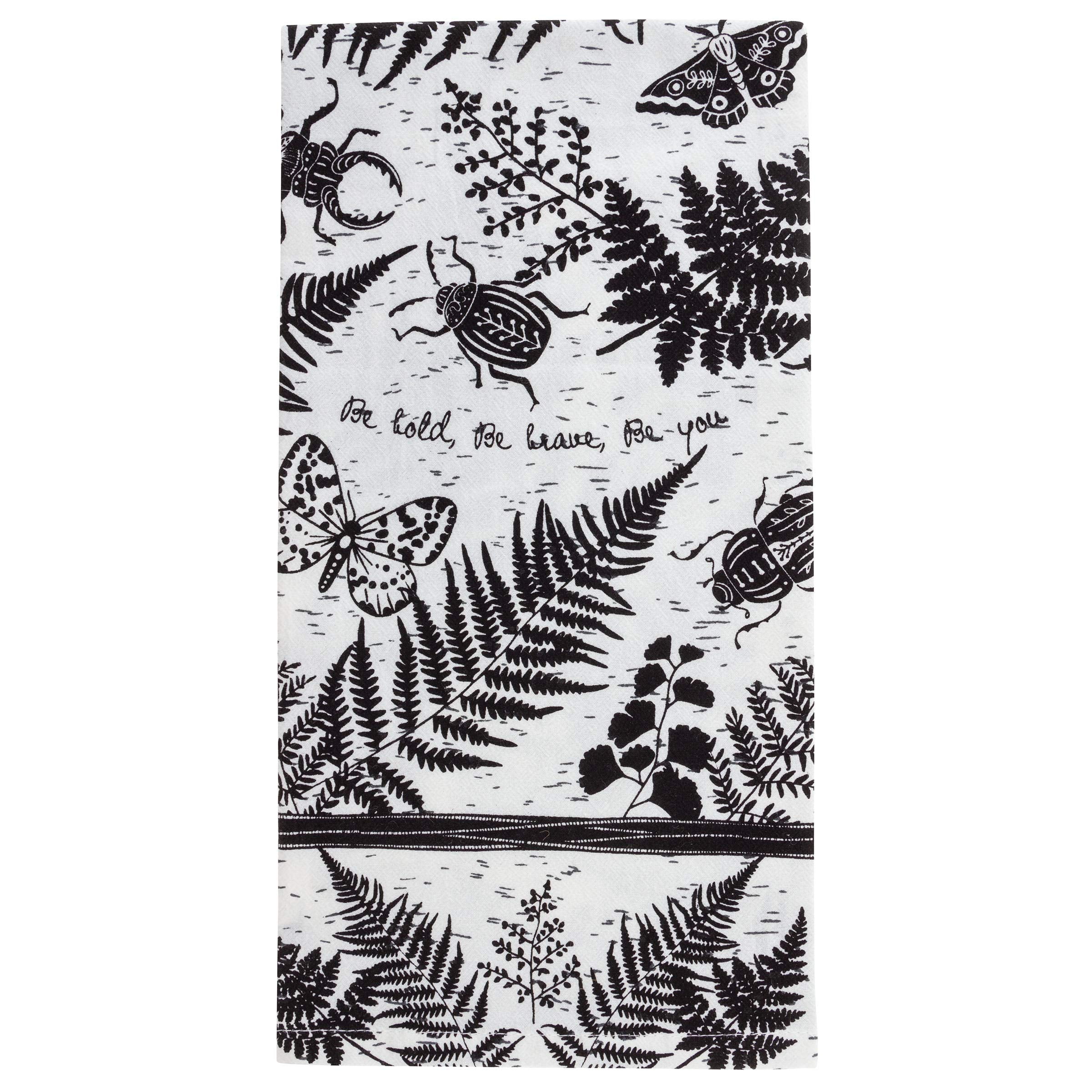 Karma Gifts Black and White Boho Tea Towels, 28" L x 20" W, Beetle ...