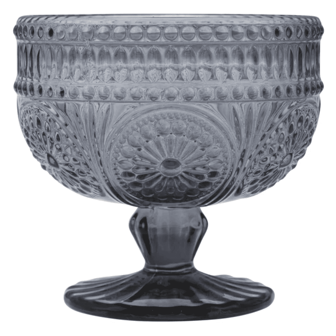Karma Gray Medallion Stemmed Glass Bowl - Walmart.com