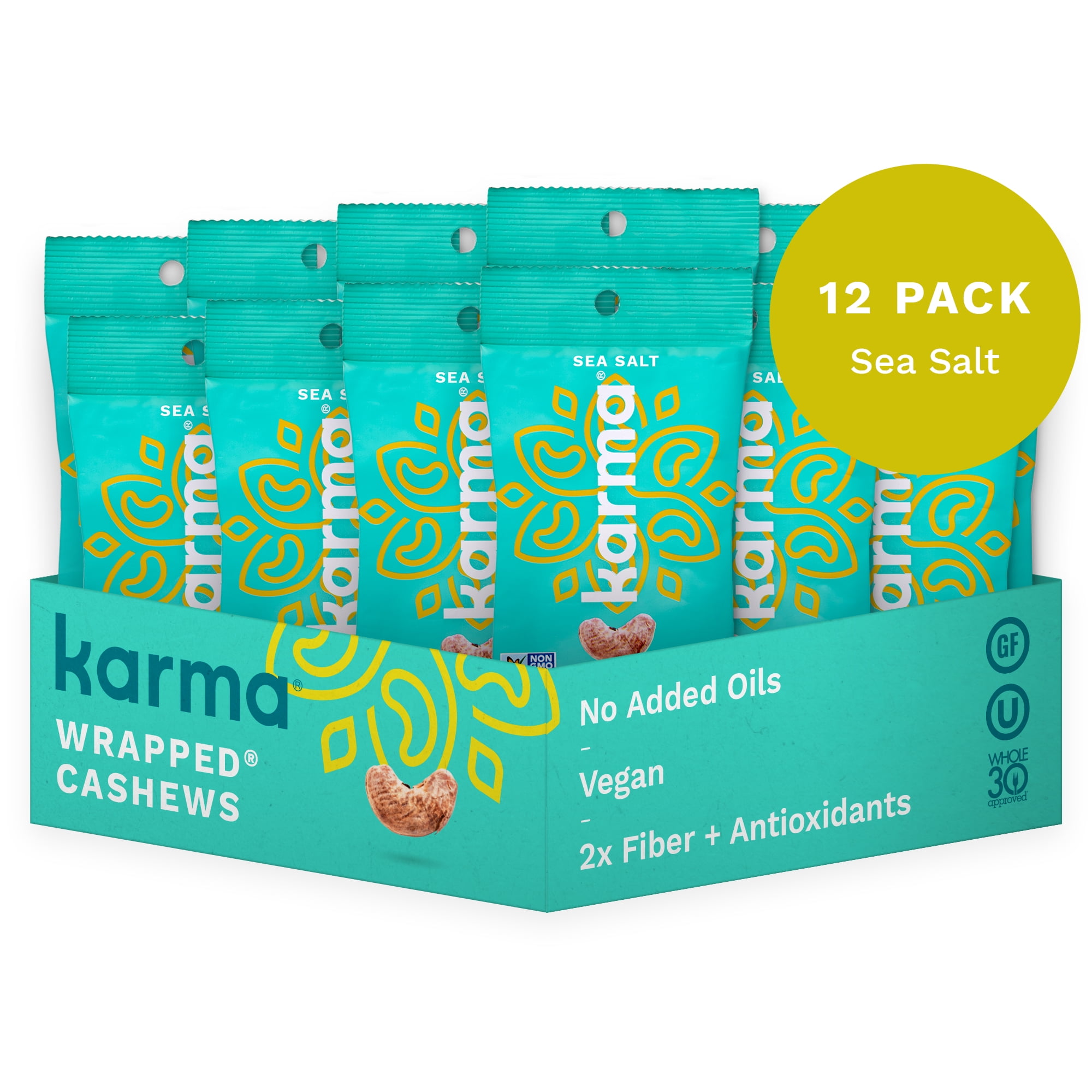 Karma Nuts Cashews with Skin, Keto Friendly, Wrapped, 12 Snack Packs ...