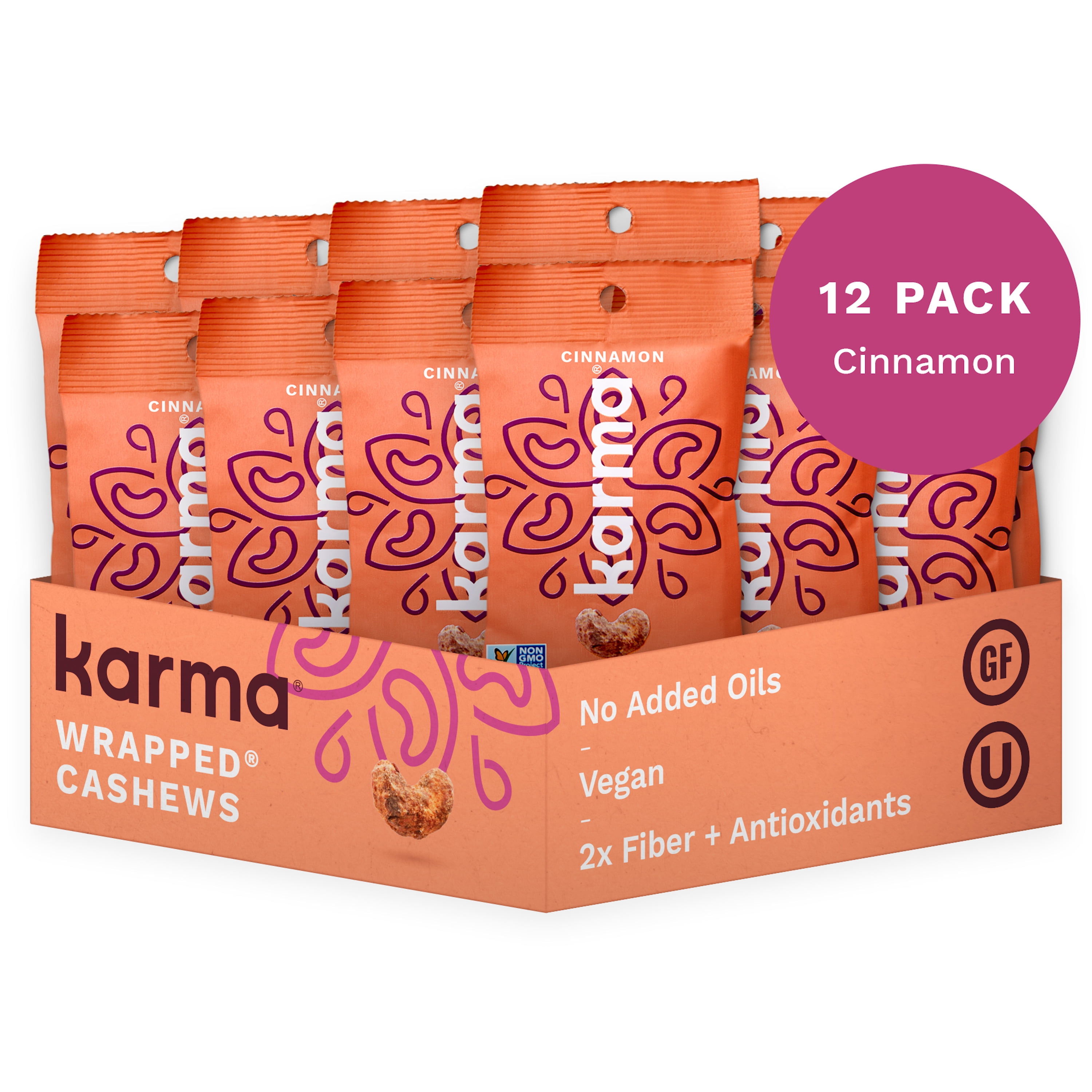Karma Nuts Cinnamon Wrapped Cashews, 1.5 oz, 12 Ct - Walmart.com
