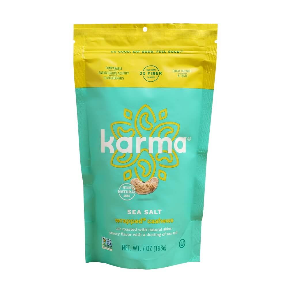 Karma Nuts Sea Salt Wrapped Cashews, Air Roasted with Natural Skins ...