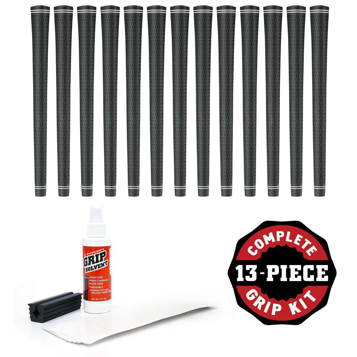 Karma Revolution Black Midsize (+1/32") - 13 piece Golf Grip Kit (with ...