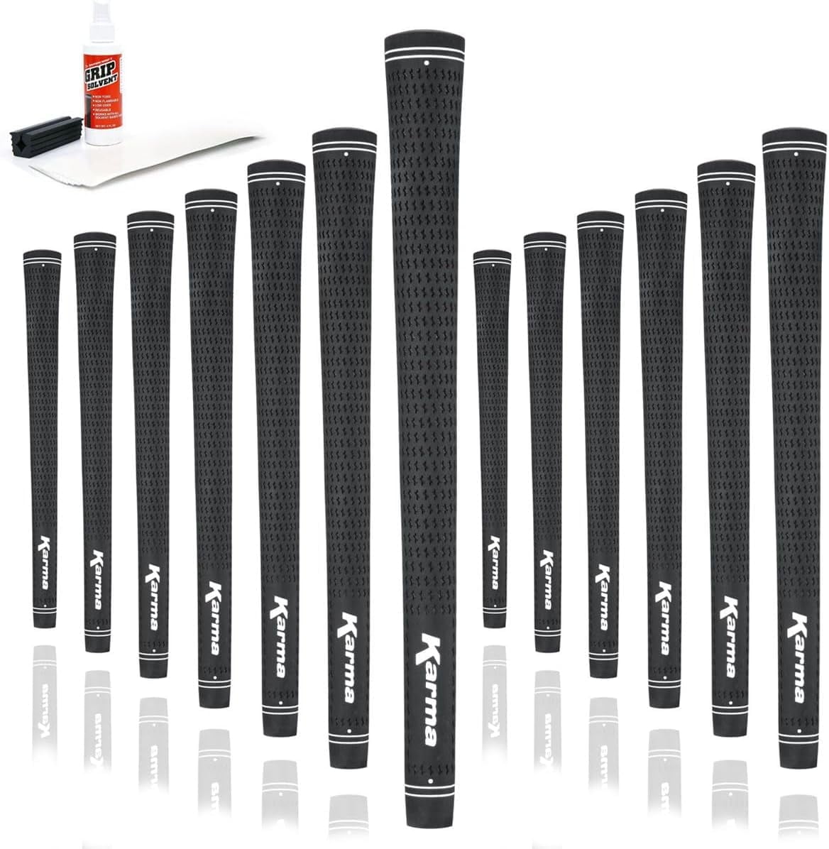 Karma Velour Men's Black Jumbo Plus Golf Grip Kit with 13 Grips, Tape ...