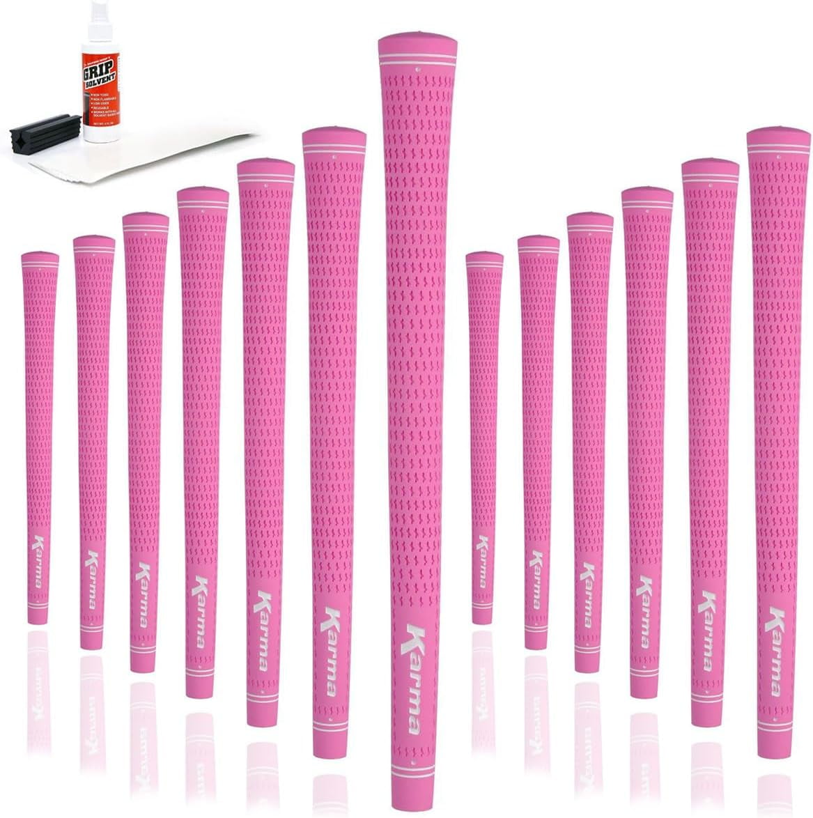 Karma Velour Ladies Pink Golf Grip Kit with 13 Grips, Tape Strips, Grip ...