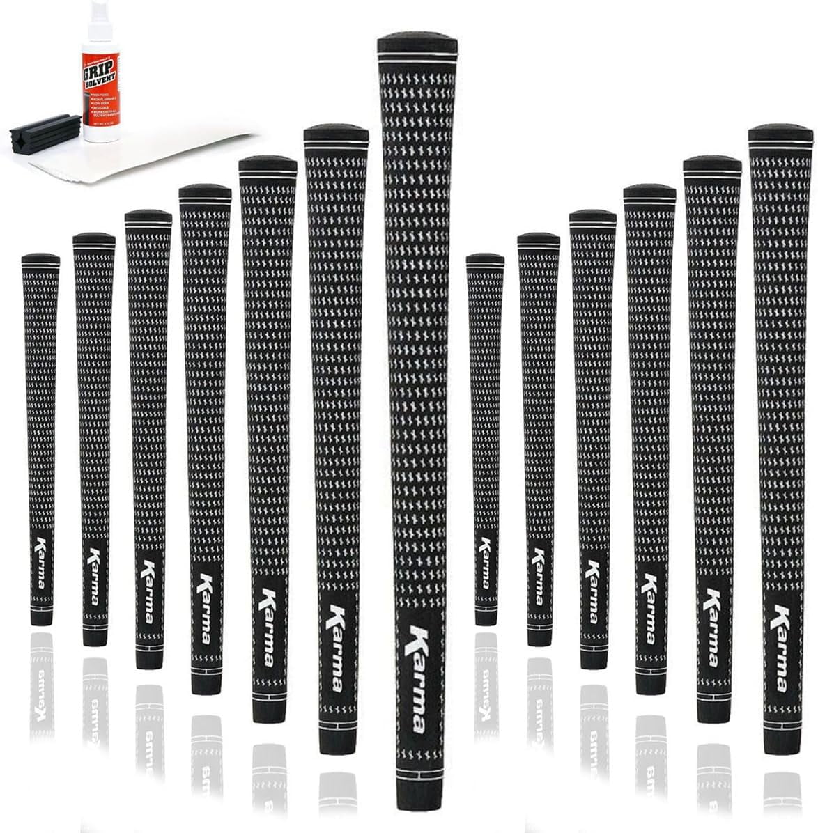 Karma Velour Men’s Midsize Black/White Golf Grip Kit with 13 Grips ...