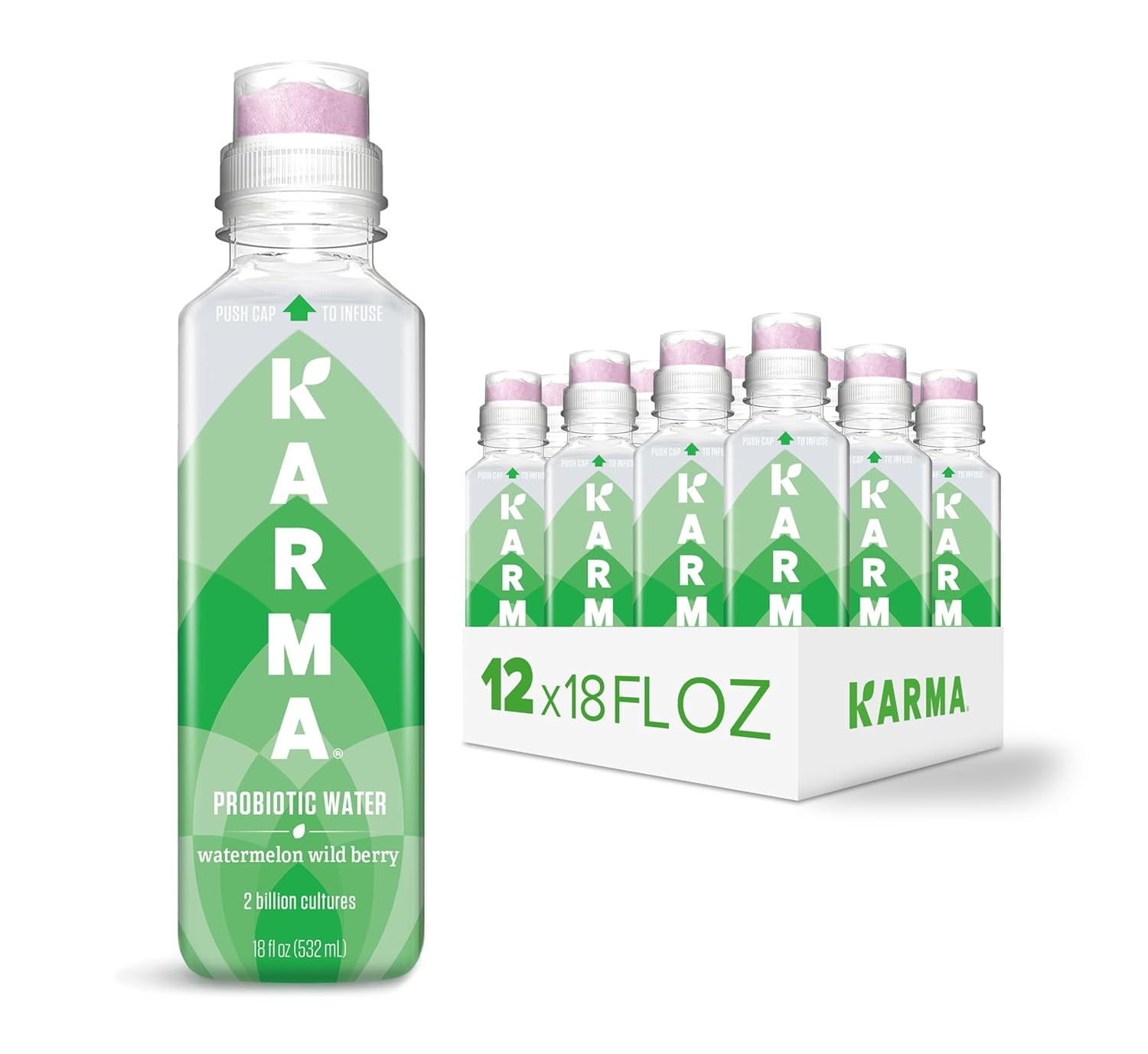 Karma Wellness Flavored Probiotic Water, Watermelon Wild Berry, 18 Fl ...