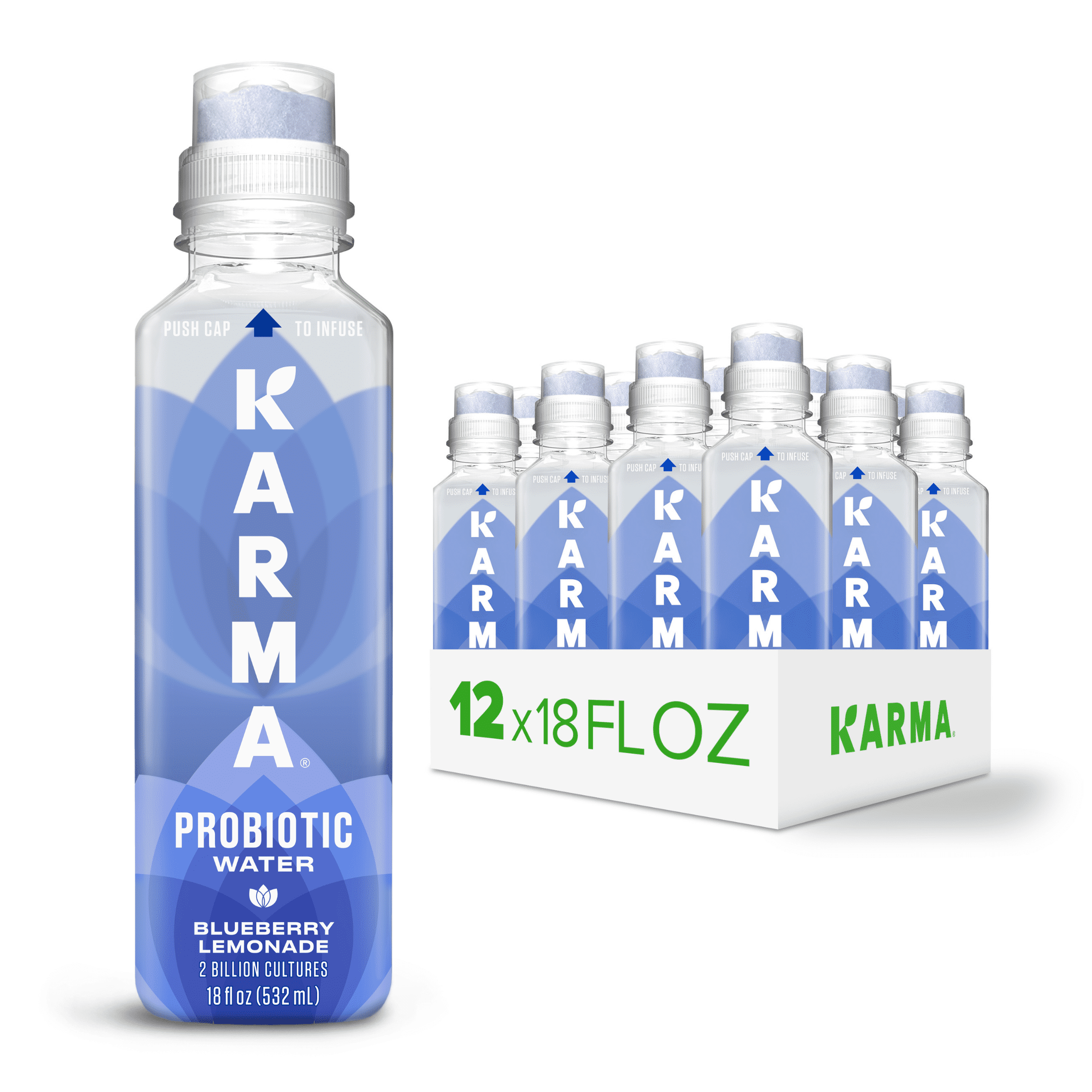 Karma Probiotic Water - 12 Pack, Blueberry Lemonade Drink - Gut Health ...
