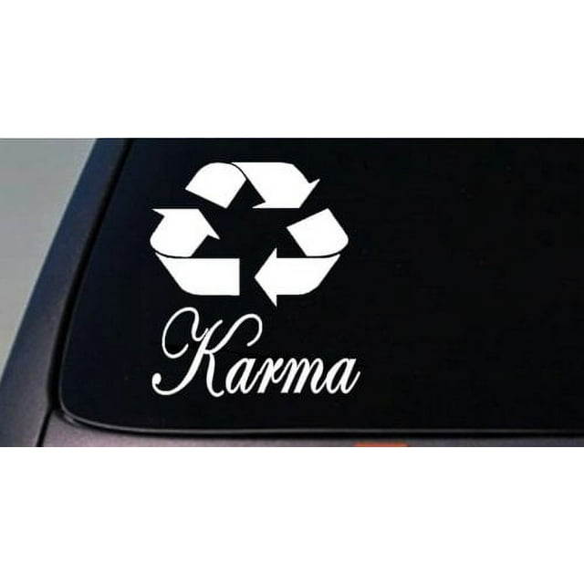 Karma recycle sticker decal funny vinyl window laptop sticker college ...
