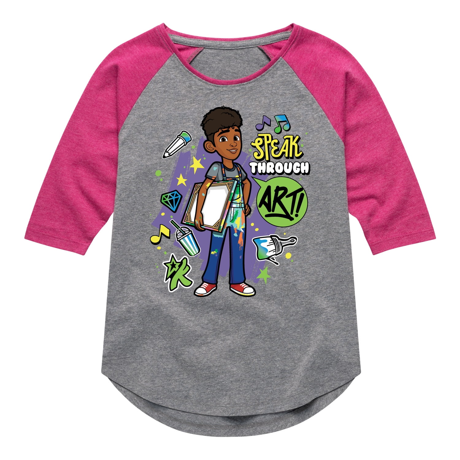 Karma's World - Speak Through Art - Winston - Toddler & Youth Girls Raglan Graphic T-Shirt ...