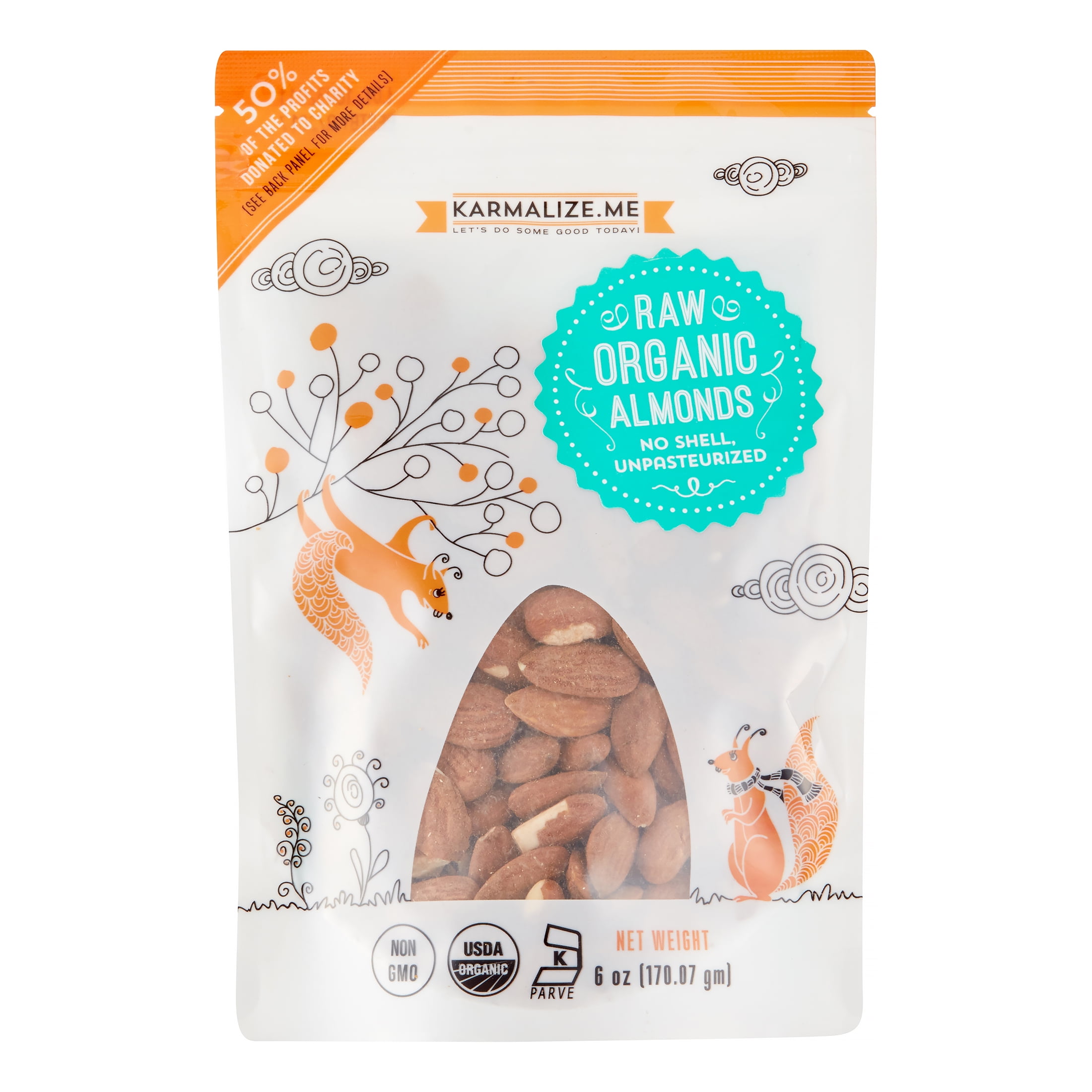 Karmalize.Me Organic Raw Almonds, 6 Oz - Walmart.com