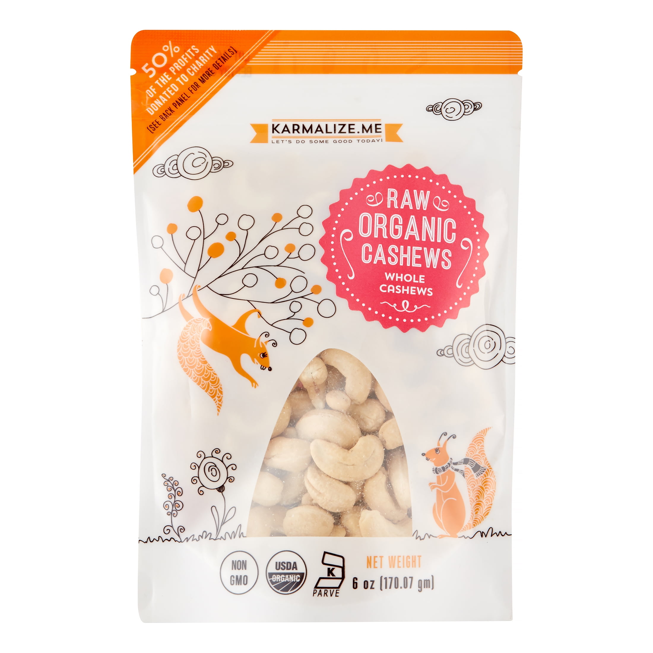 Karmalize.Me Organic Raw Cashews, 6 Oz - Walmart.com