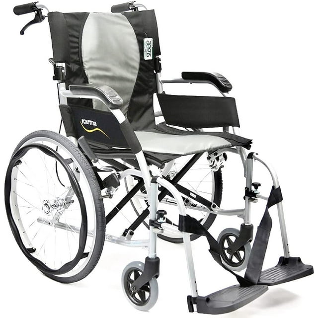 Karman K-2512 19 lbs Ultra Light Ergonomic Wheelchair with Removable Footrest and Quick Release ...