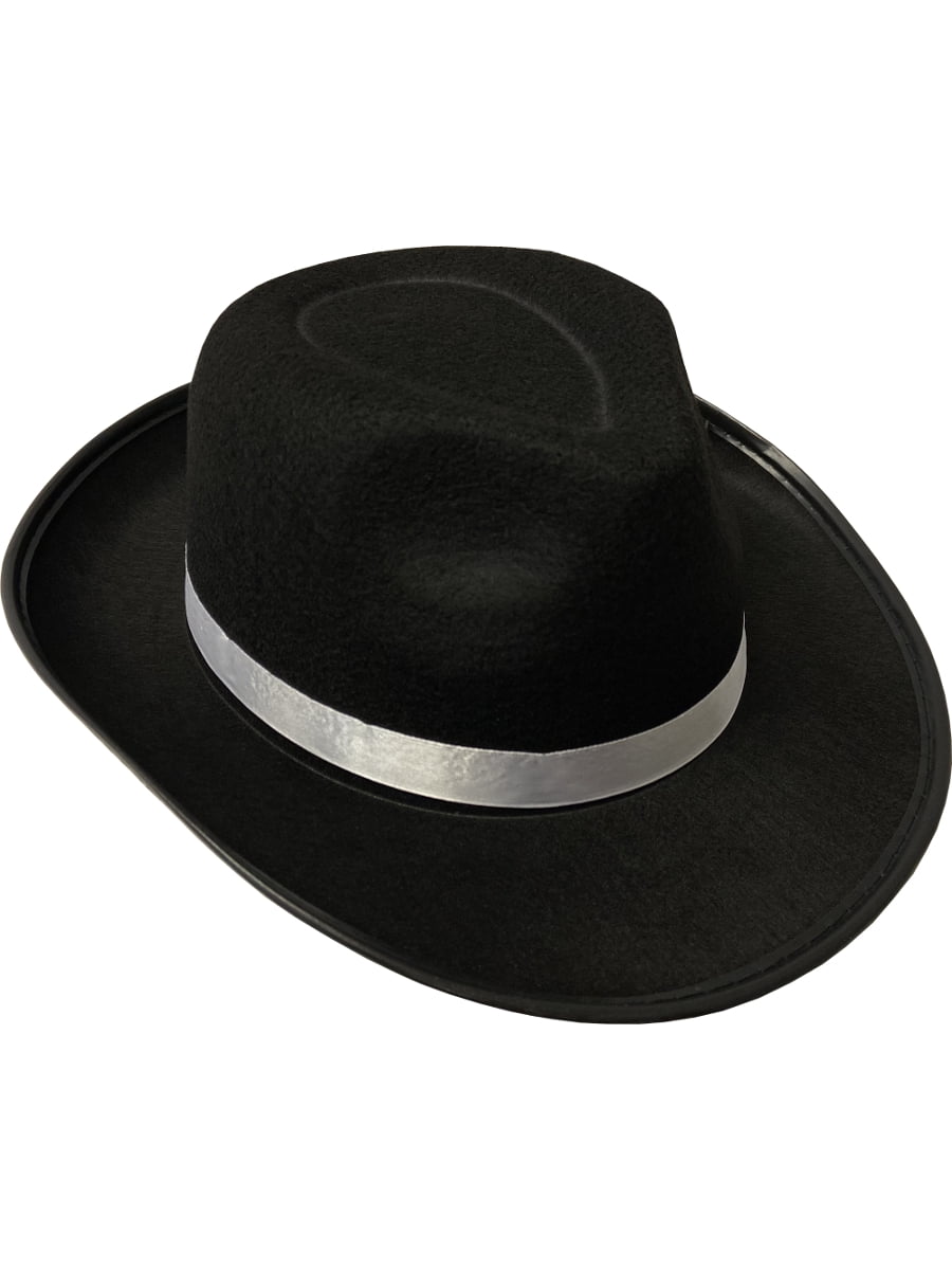 Karnival Costumes Adult's Deluxe Black 20s Gangster Fedora Hat Costume ...