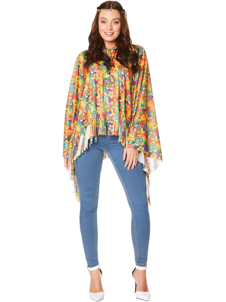Karnival Costumes Adult's 60s-70s Hippie Disco Era Fashion Poncho ...