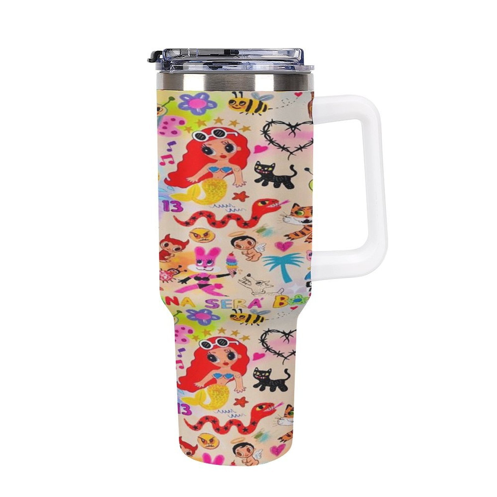 Karol G 40 Oz Tumbler With Handle And Straw, Stainless Steel Vacuum ...