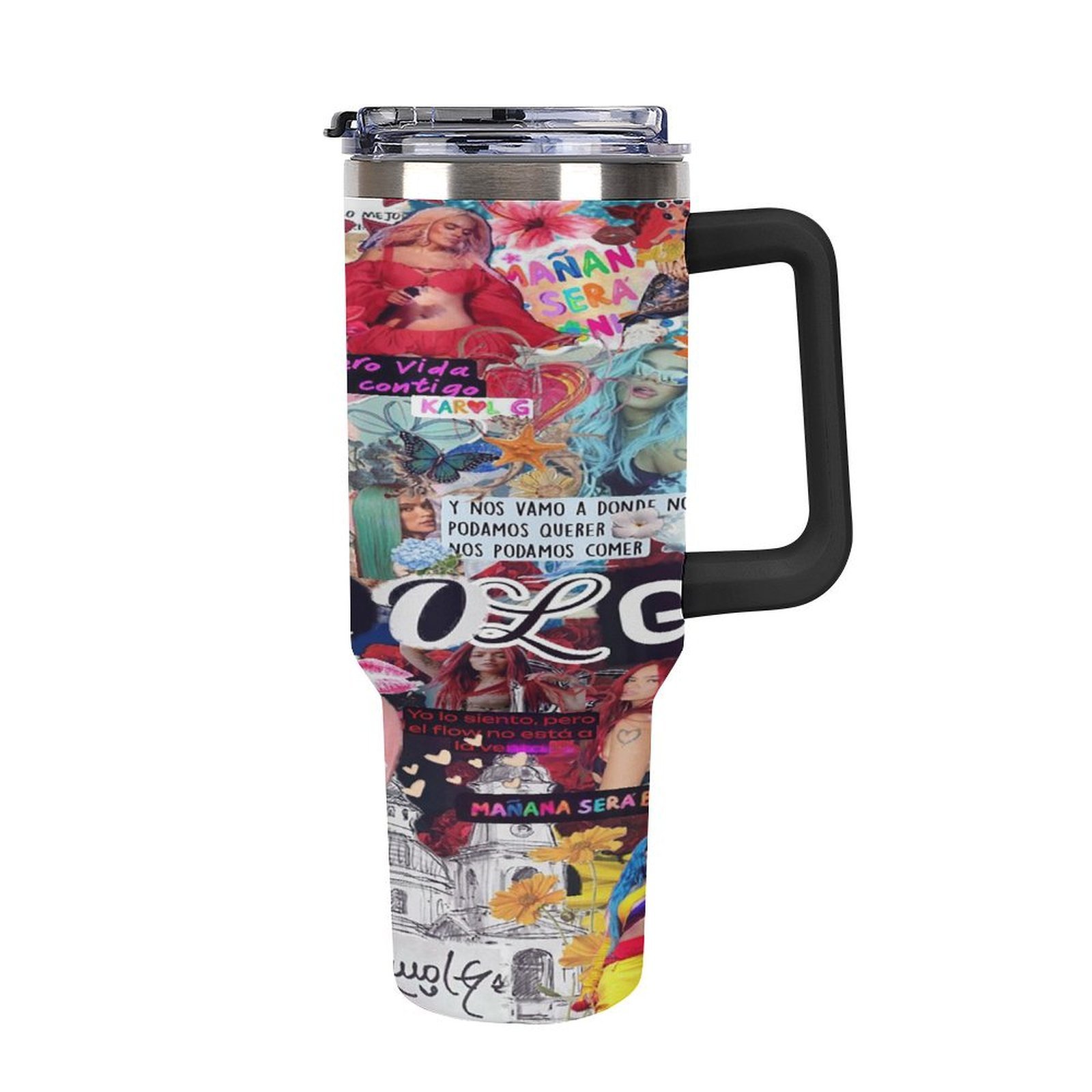 Karol G 40 Oz Tumbler With Handle And Straw, Stainless Steel Vacuum ...