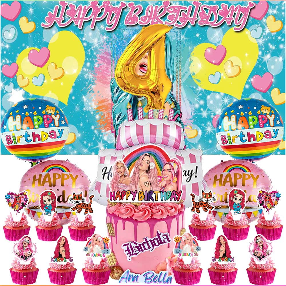 Karol G Party Supplies Decor 4th Kit Balloons Birthday Cake Topper ...