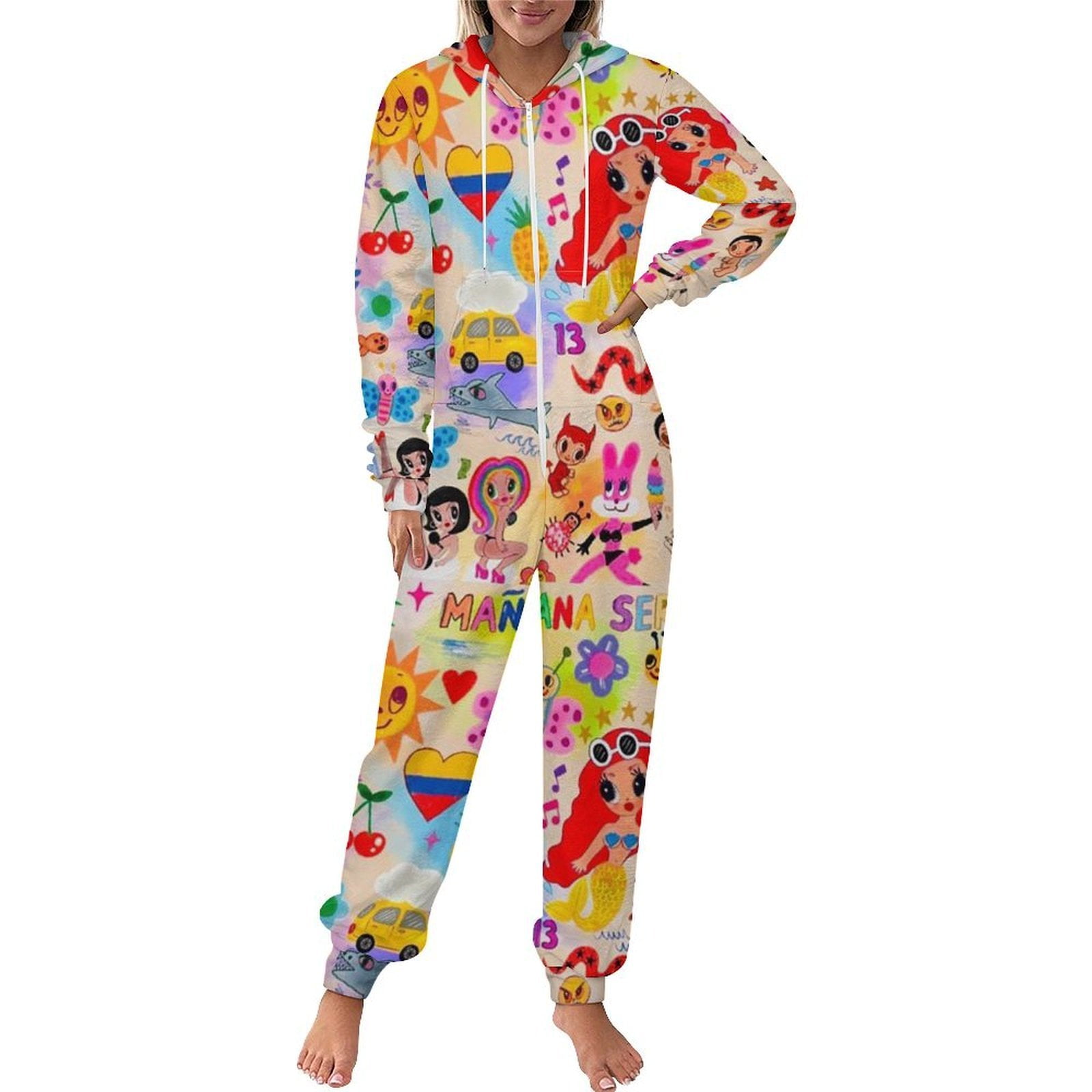 Karol G Unisex Onesie Pajamas Zipper Jumpsuit Hooded One Piece ...