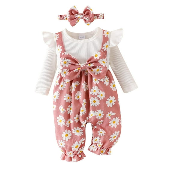 Karoyedx Baby Girl Fall Outfits Newborn Baby Girl Clothes Ruffle Sleeve ...