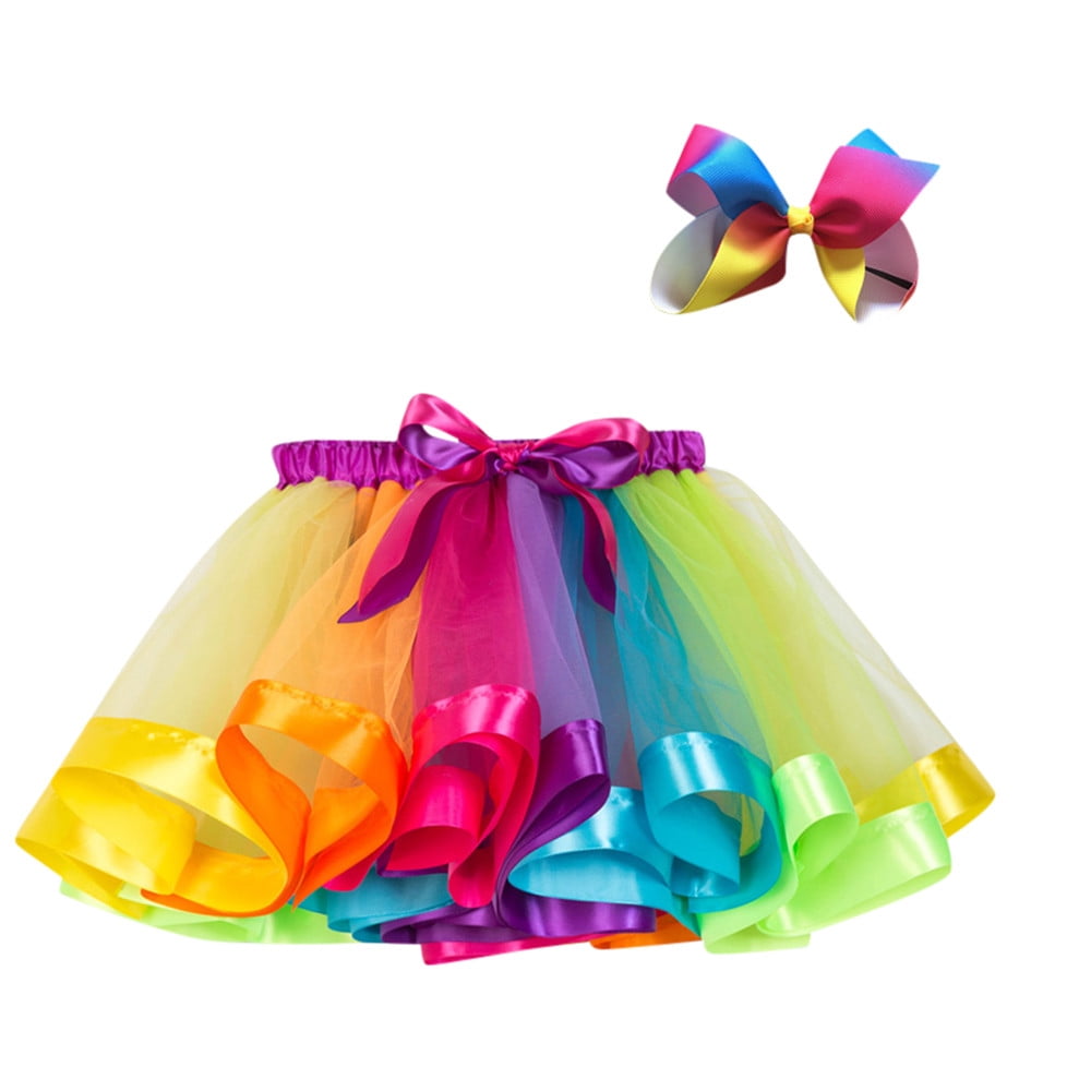 Karoyedx Y2k Skirt Girls Layered Tulle Rainbow Tutu Skirt Sets Toddler ...