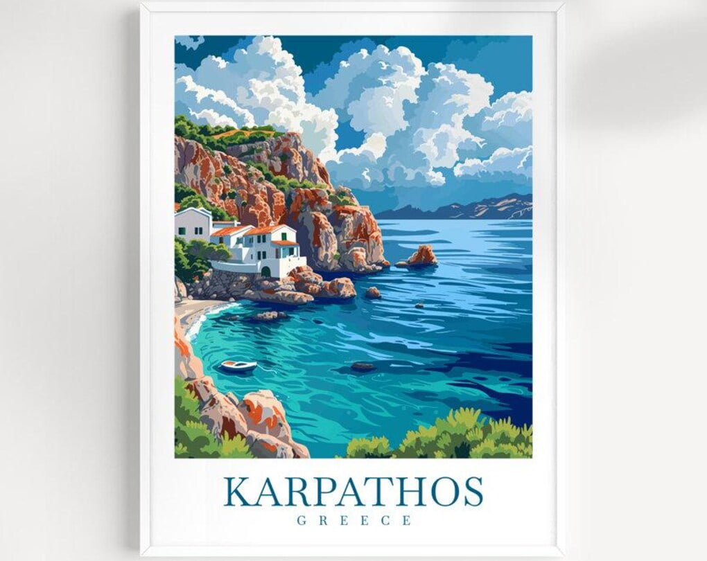 Karpathos Travel Print Wall Art Greece Wall Hanging Home Decoration ...