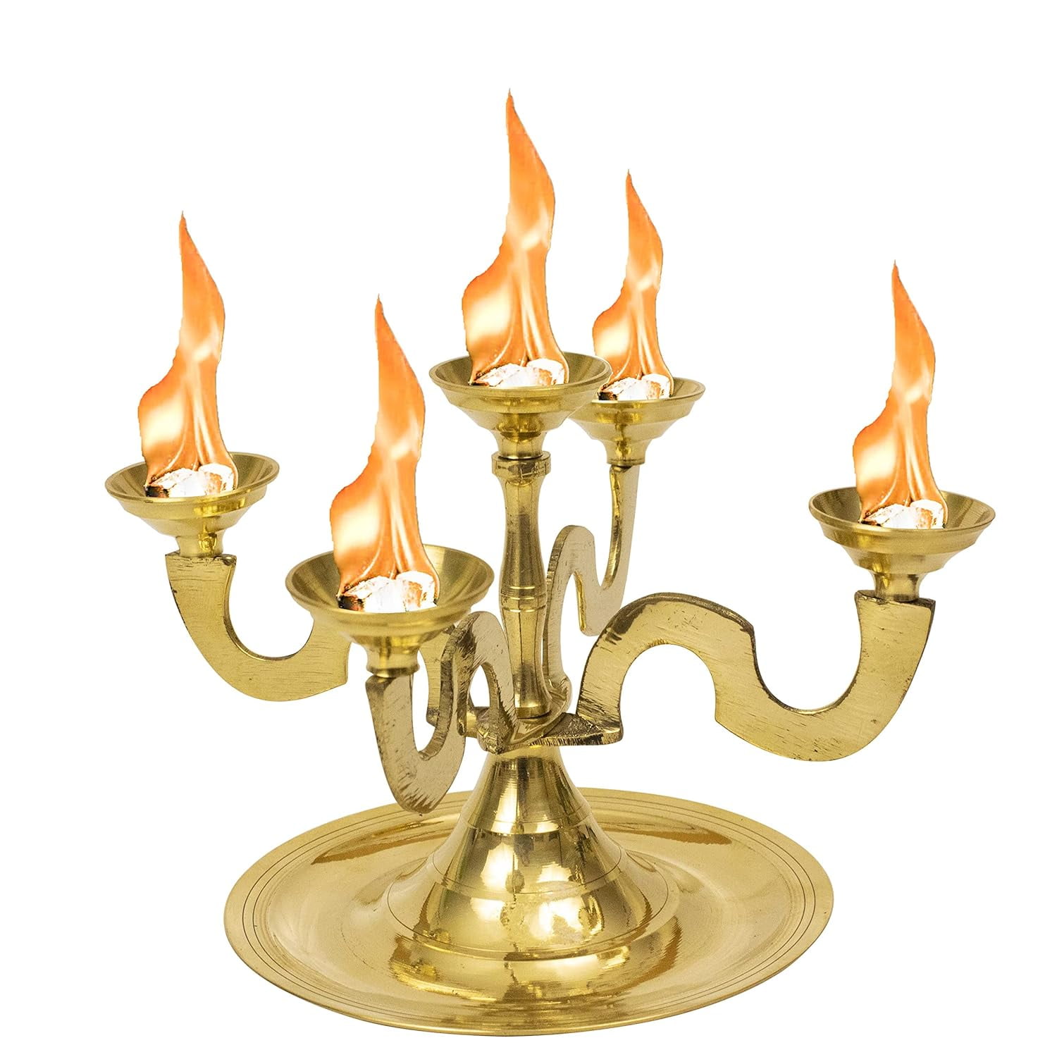 Karpoor Panch Aarti Diya 5 Face Jyoti Diya Stand Burner Brass Karpuram ...