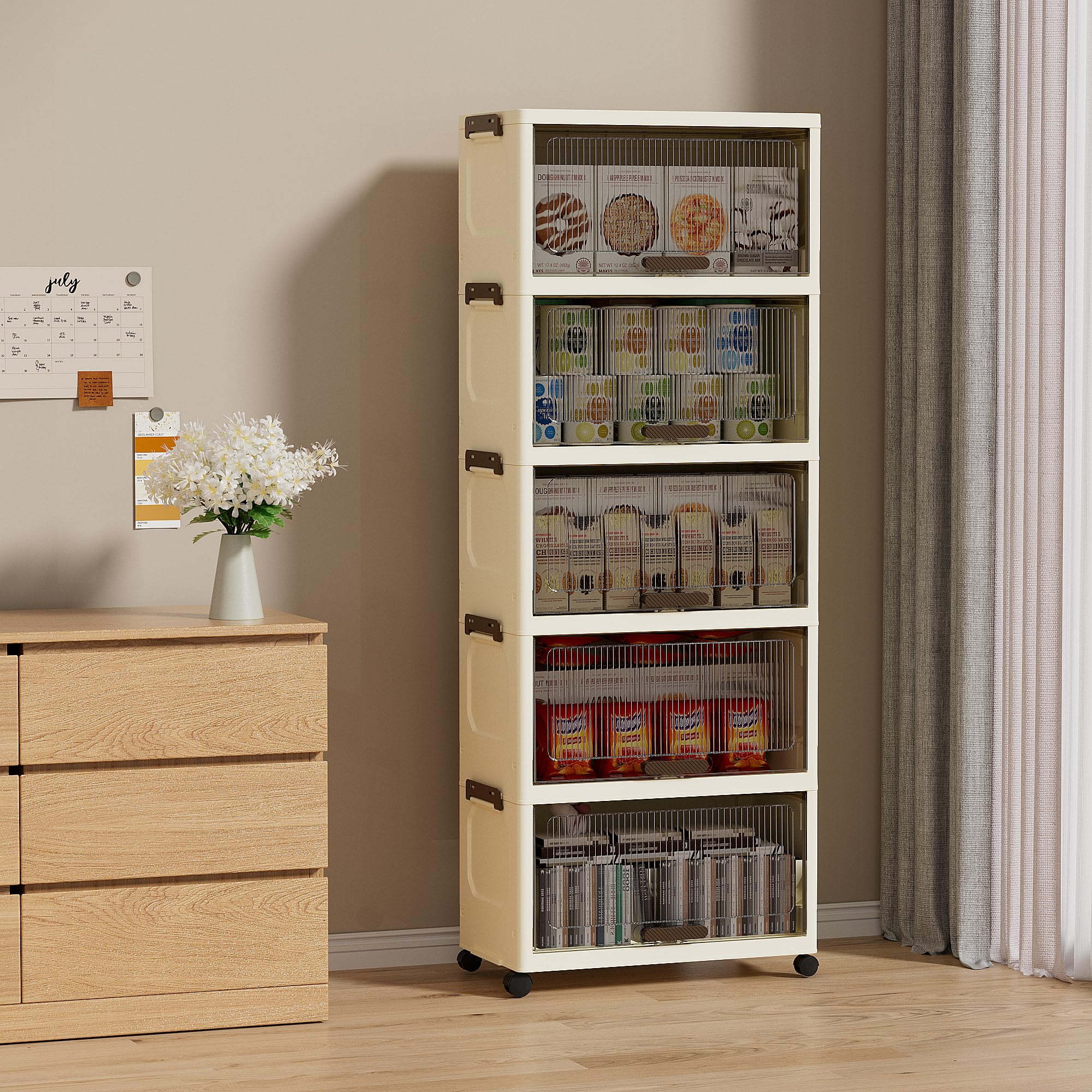 Karramlili Stackable, Foldable 5-Layer Large Plastic Storage Bins Big ...