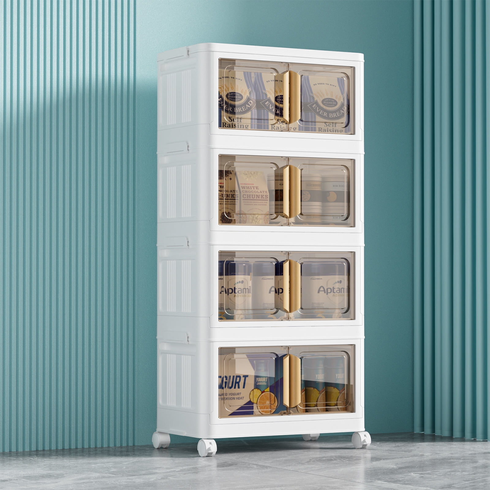 Karramlili 11 Gal Plastic Storage Bins, 4 Pack with Lids & Wheels ...