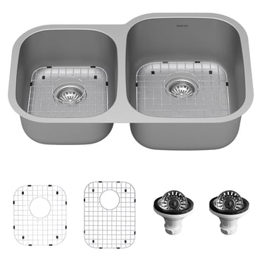 Wells Sinkware 32 in. 16 Gauge Undermount 60-40 Double Bowl Stainless ...