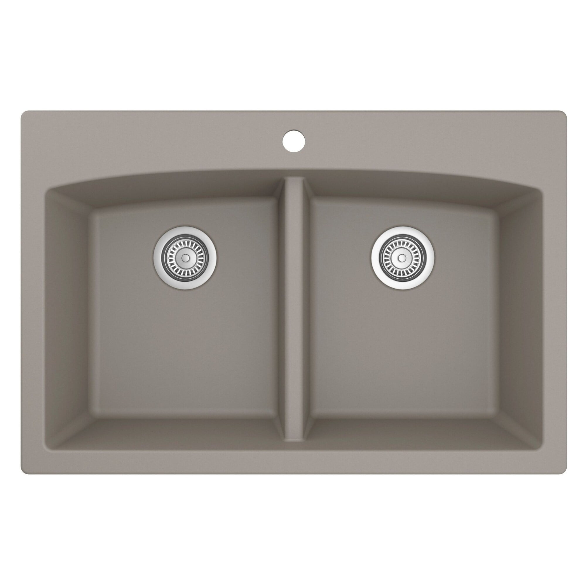 Karran Drop-in Quartz 50/50 Double Bowl Kitchen Sink Concrete - Walmart.com