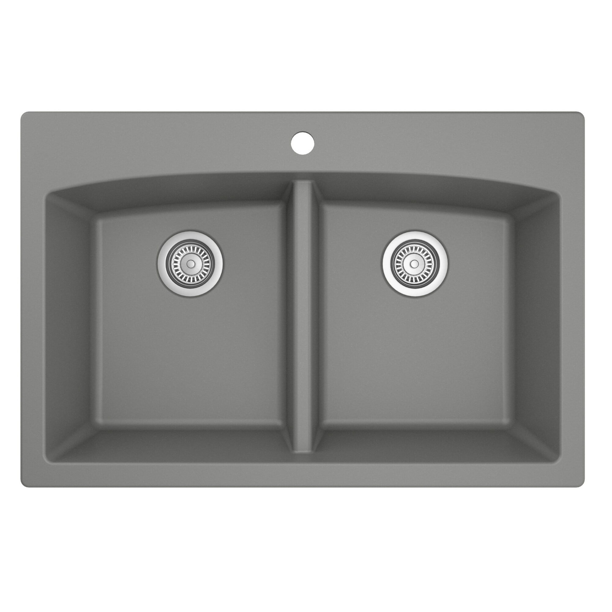 Karran Drop-in Quartz 50/50 Double Bowl Kitchen Sink Grey - Walmart.com