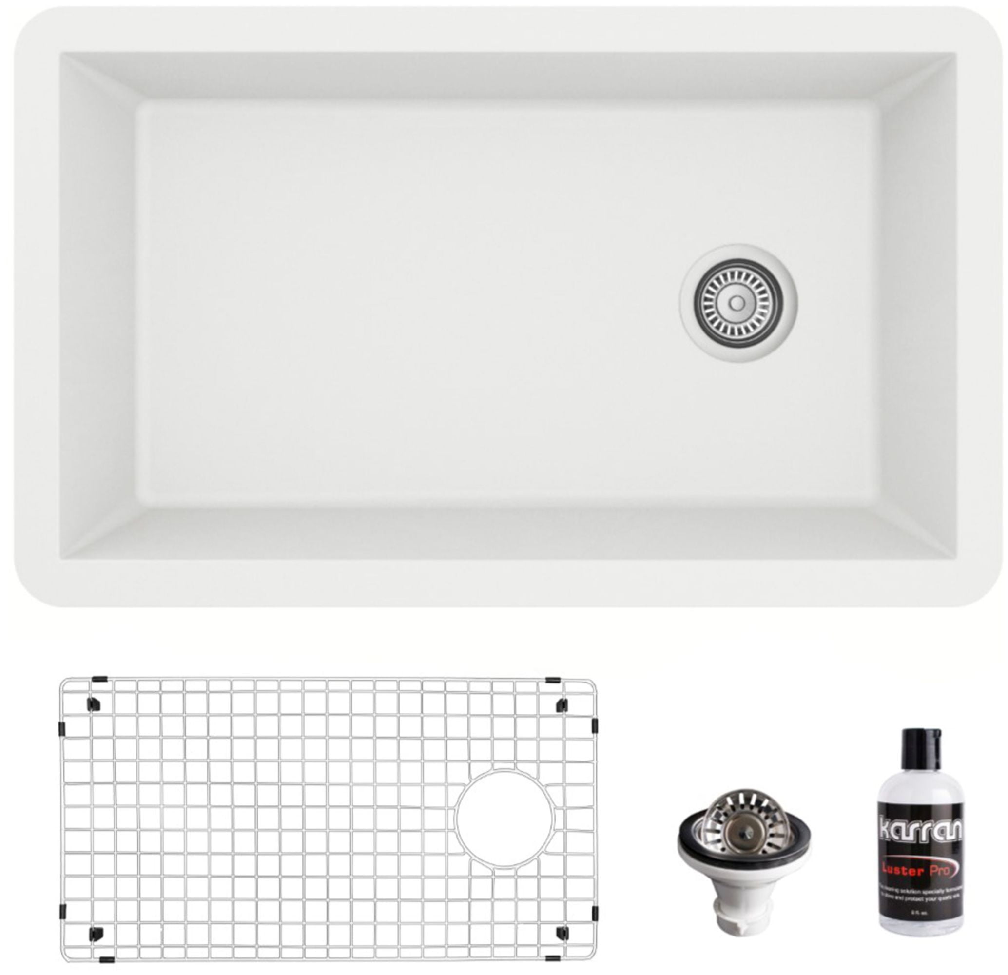 Karran QU-670-PK1 White Quartz Composite 36 Inch Single Basin Sink ...