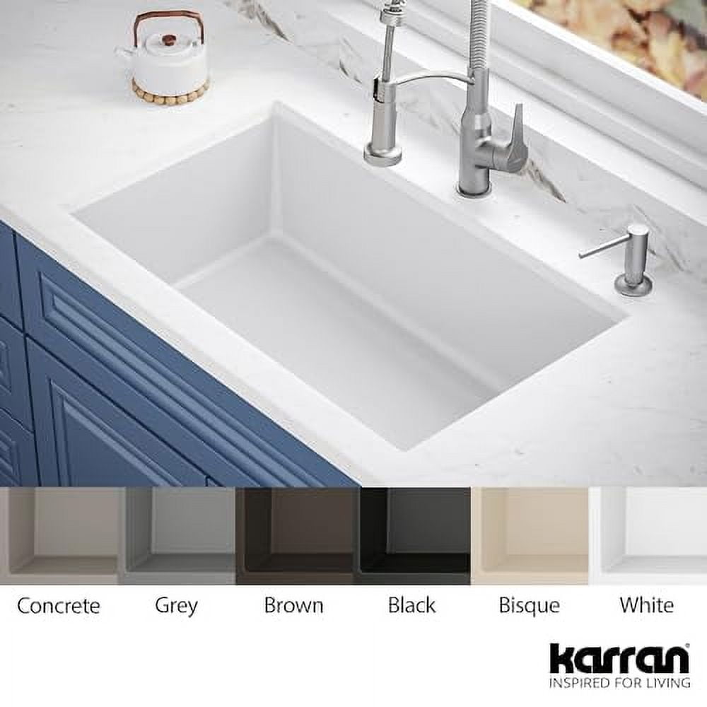 Karran QU-670 Undermount Quartz Composite 32 in. Single Bowl Kitchen Sink in Grey - Walmart.com