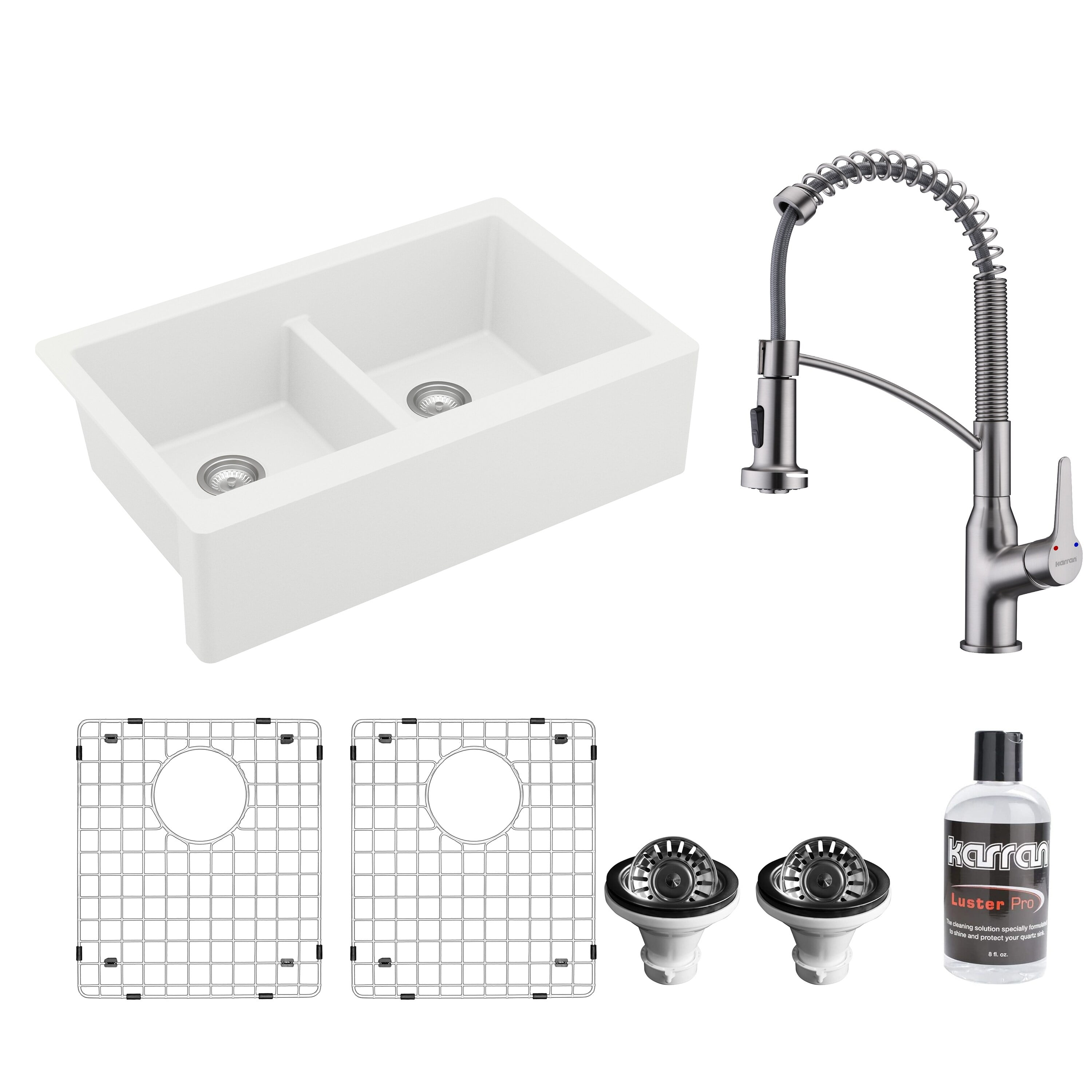 Karran Usa Qa750210ss Quartz Qa 34" Farmhouse Double Basin Quartz ...