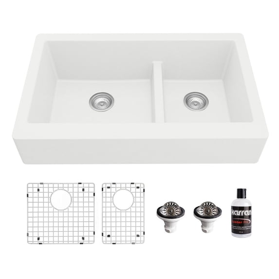 Karran Usa Qar-760-Pk1 Quartz Qar 34" Farmhouse Double Basin Quartz ...