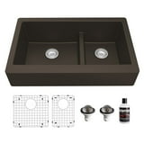 Karran Usa Qar-760-Pk1 Quartz Qar 34" Farmhouse Double Basin Quartz Composite Kitchen Sink ...
