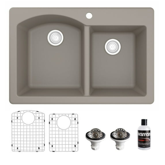Karran Usa Qt-610-Pk1 Quartz Qt 33" Drop In Double Basin Quartz ...