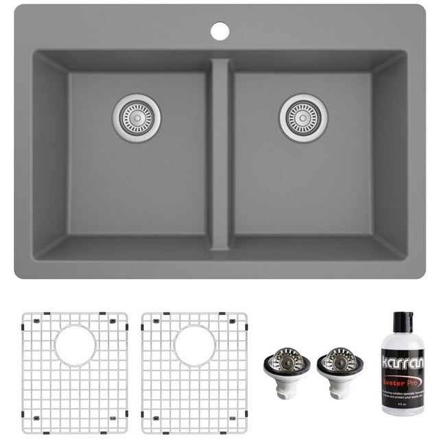 Karran Usa Qt-810-Pk1 Quartz Qt 33" Drop In Double Basin Quartz ...