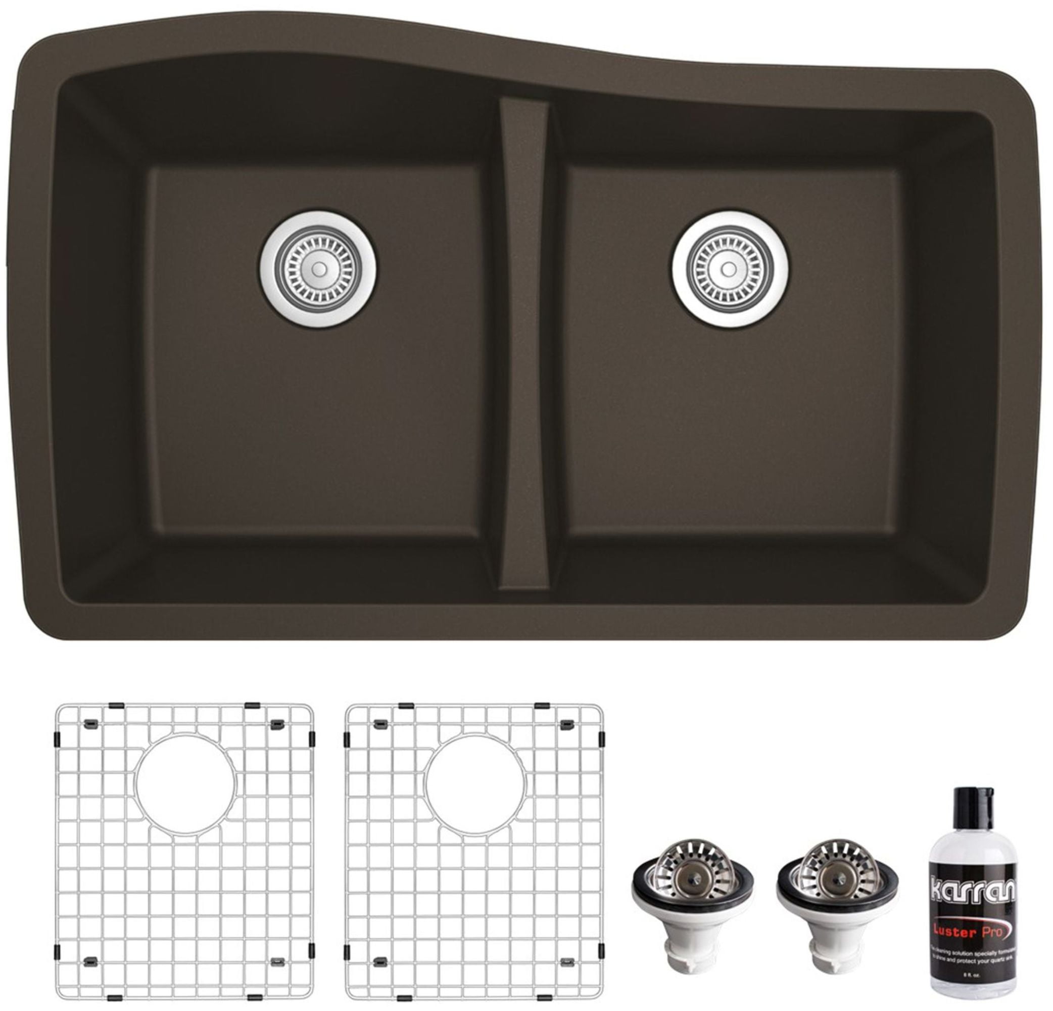 "Karran USA Farmhouse Quartz Undermount Double Basin Kitchen Sink, 33-1 ...