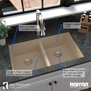 Karran Usa Qu-710 Quartz Qu 32" Undermount Double Basin Quartz ...