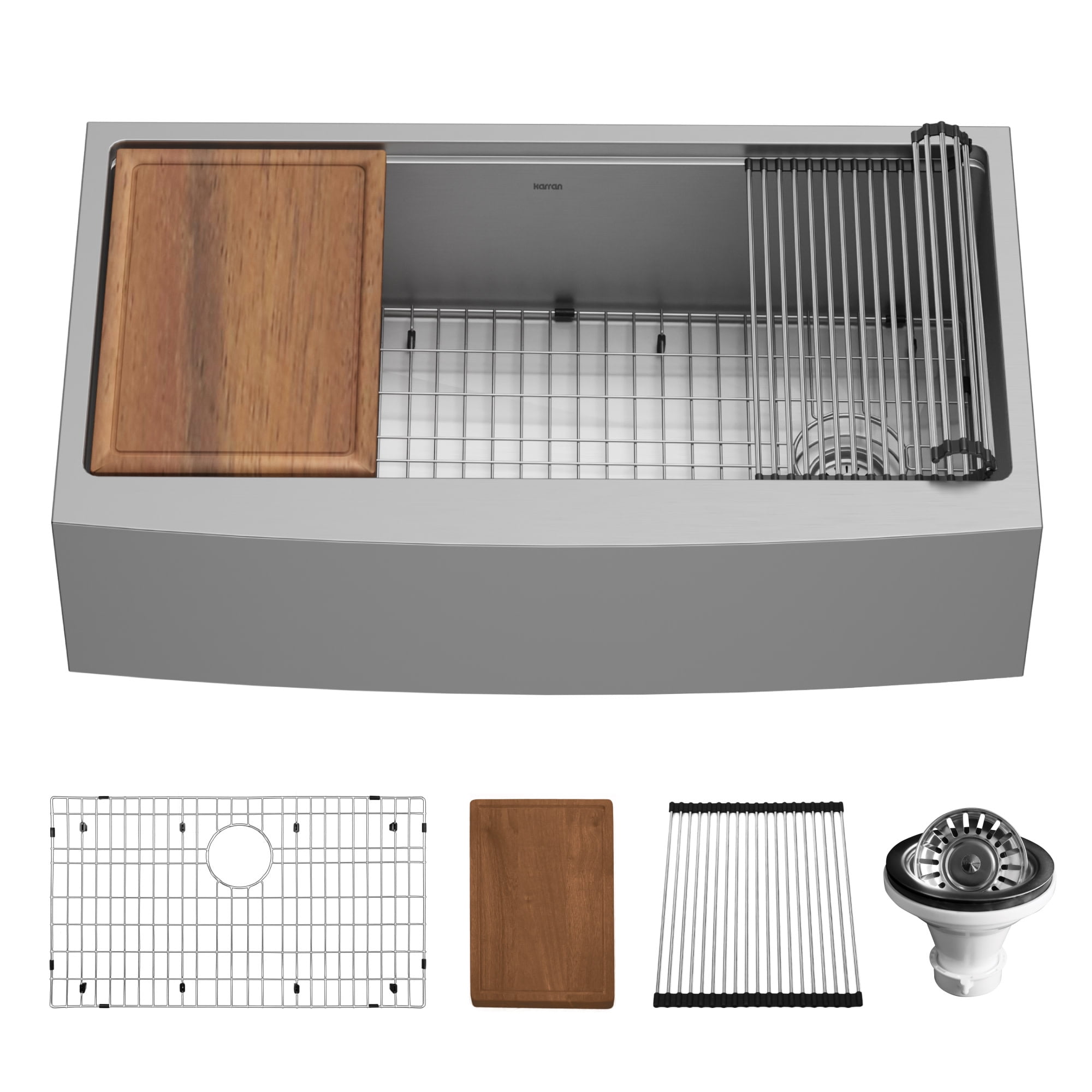 Karran Usa Wsa-46-Pk1 Elite Workstation 36" Farmhouse Single Basin ...