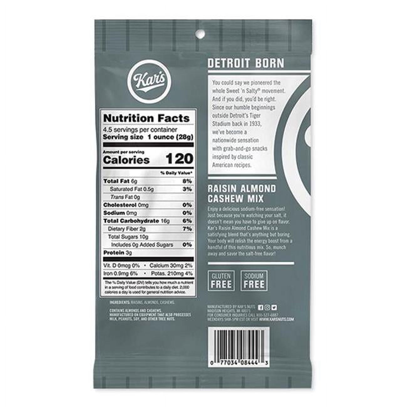 Kars Nuts KAR08444 4.5 oz Raisin Almond Cashew Fresh Harvest Trail Mix ...