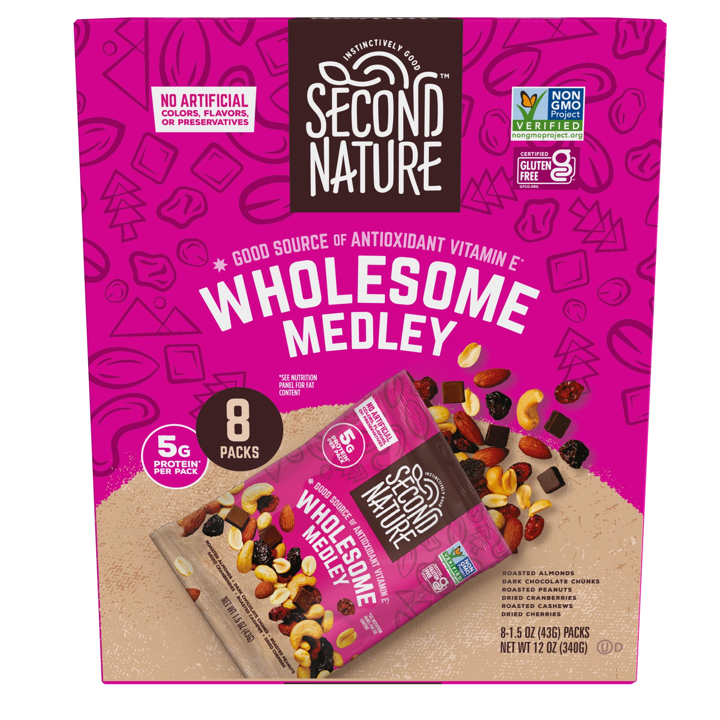 Kars Nuts Second Nature Wholesome Medley Trail Mix, Dark Chocolate & Fruit, 12Oz, 8ct, Gluten ...