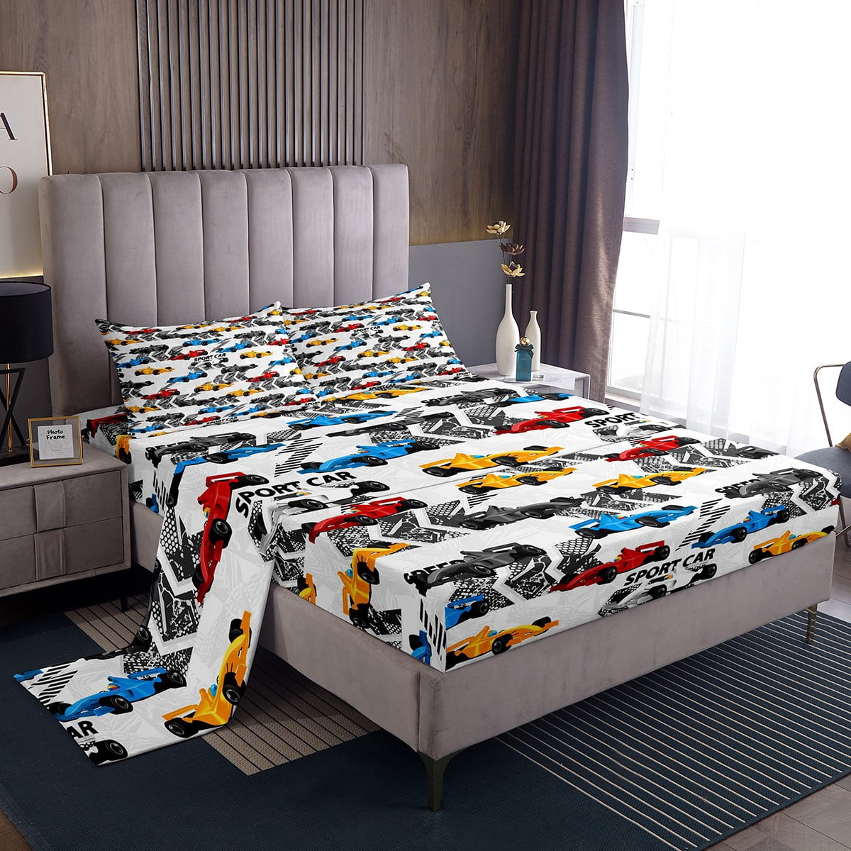 Kart Racing Car Bed Sheets Set Sports Car Twin Sheet Set,Cool Karting ...