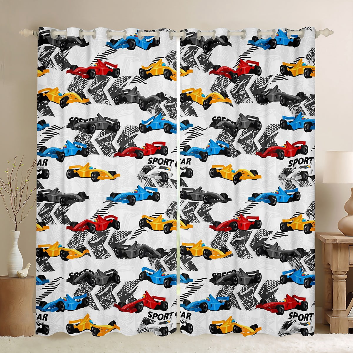 Kart Racing Car Blackout Curtains for Bedroom Sports Car 2 Panels 38 ...