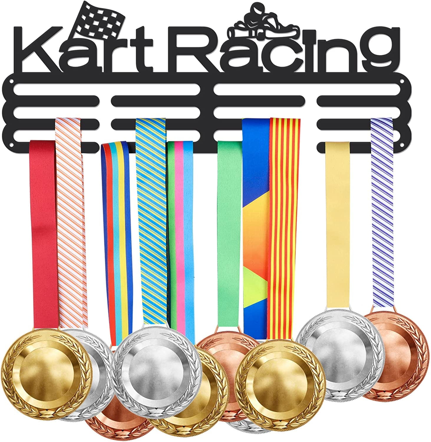 Kart Racing Medal Hanger Kart Medal Holder with 12 Lines Sturdy Steel ...