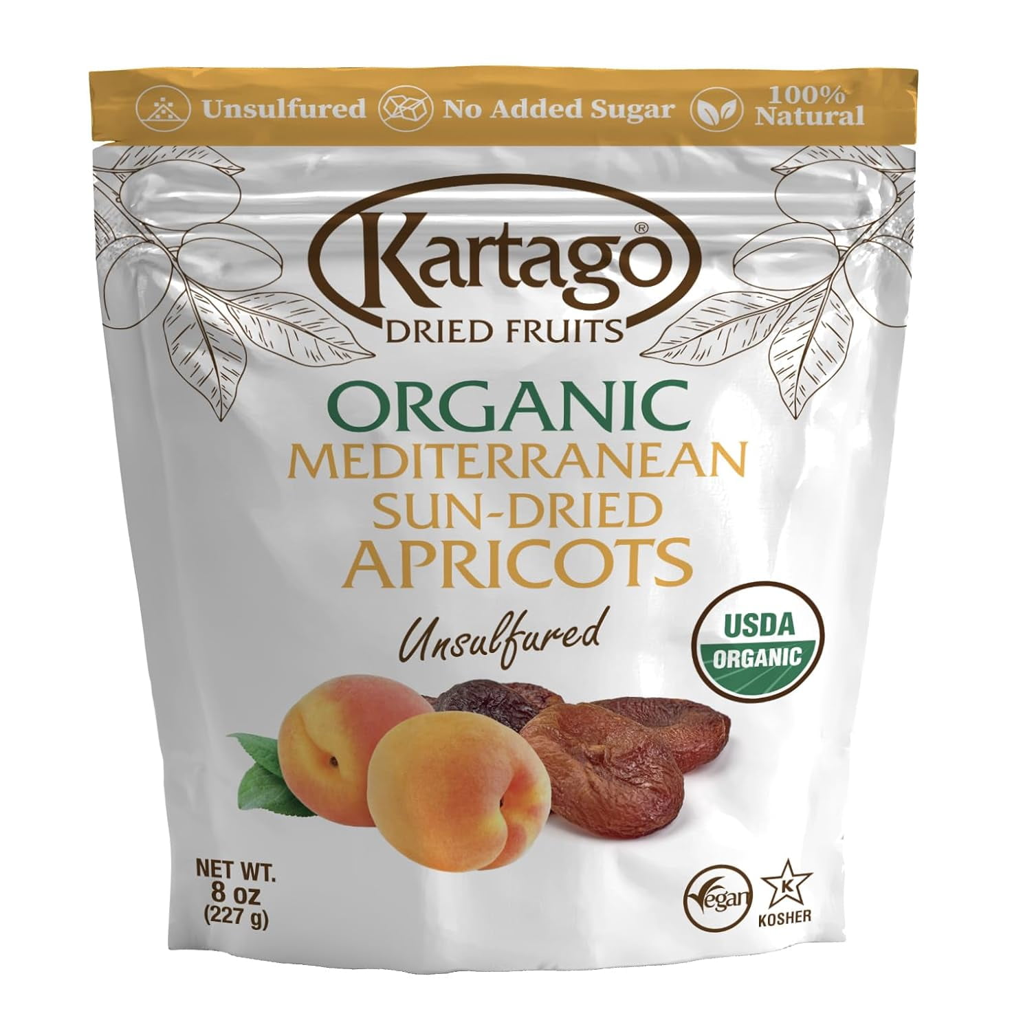 Kartago Organic Dried Apricots - Unsulfured Mediterranean Sun Dried ...