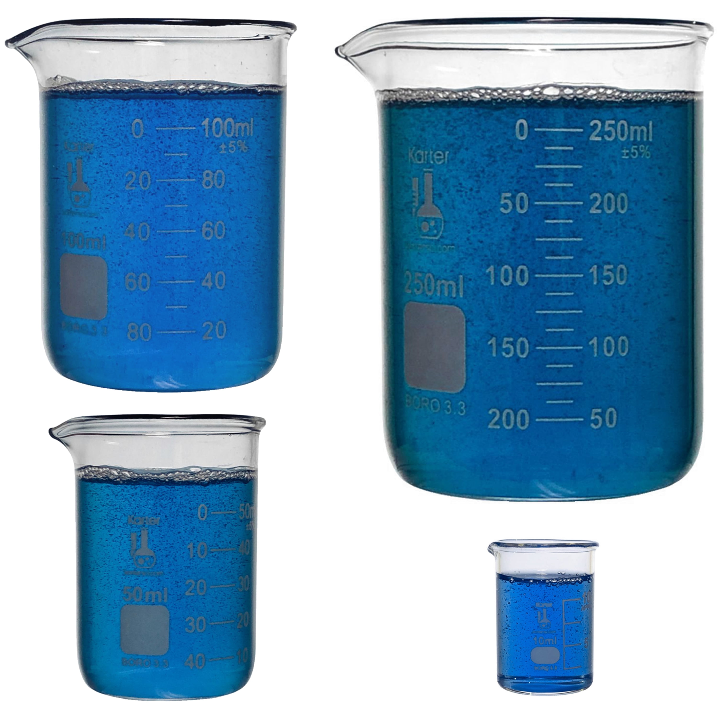 Karter Scientific Borosilicate Glass Beaker Set, 50 mL, 100 mL, 250 mL ...