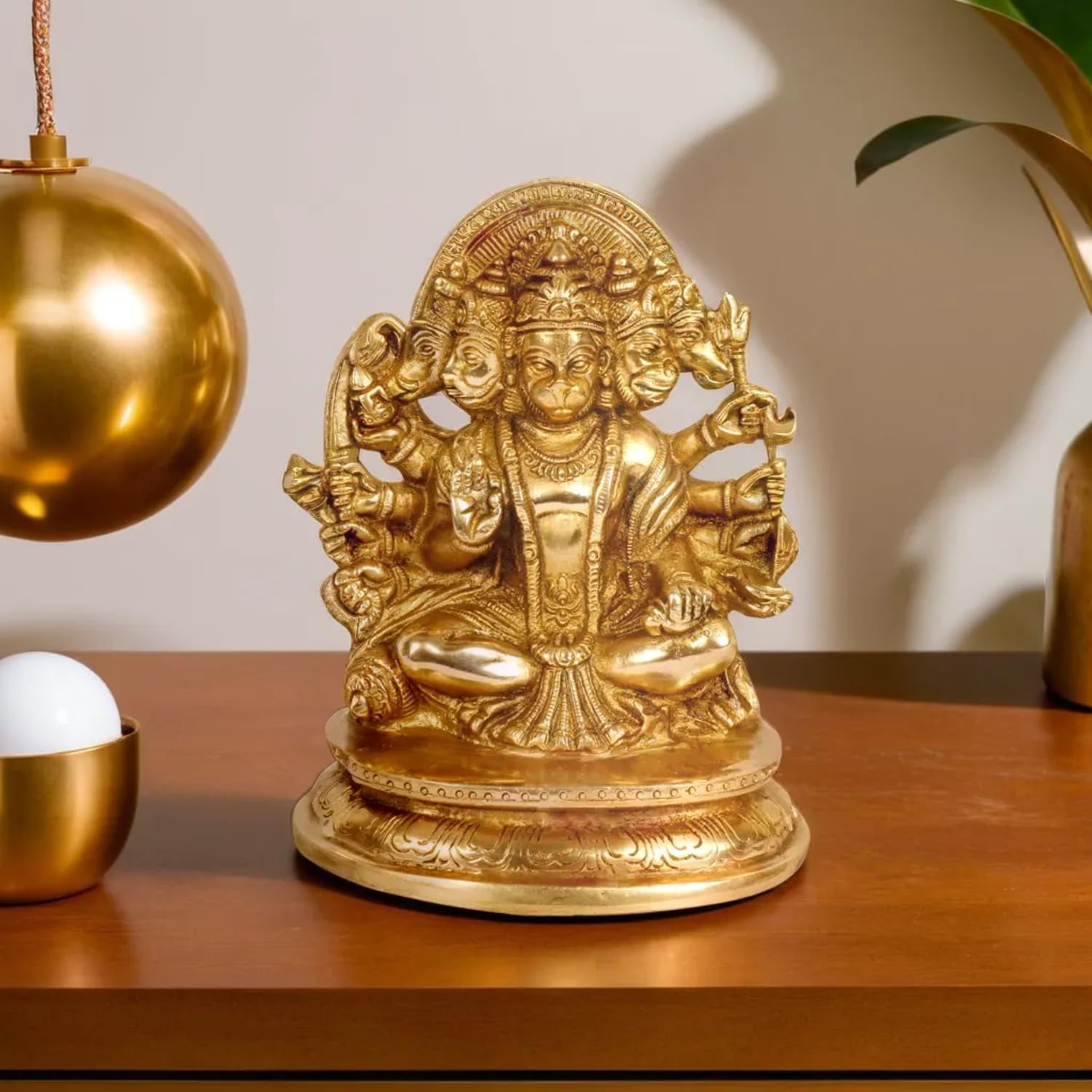 Kartique Brass God Bajrangbali Sankat Mochan Panchmukhi Hanuman Idol ...