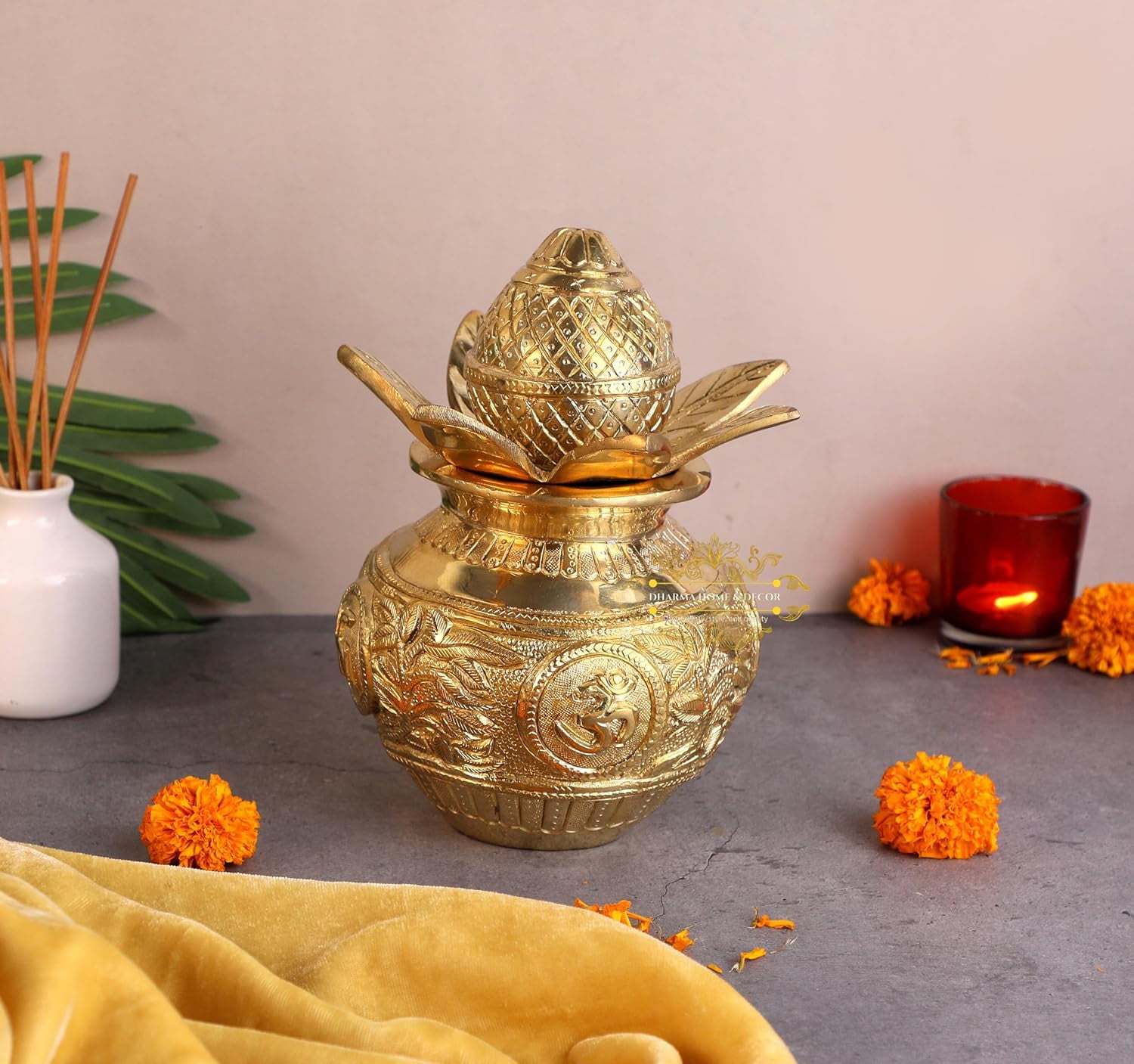 Kartique Brass Kalash for Wealth and Prosperity for Home Office ...